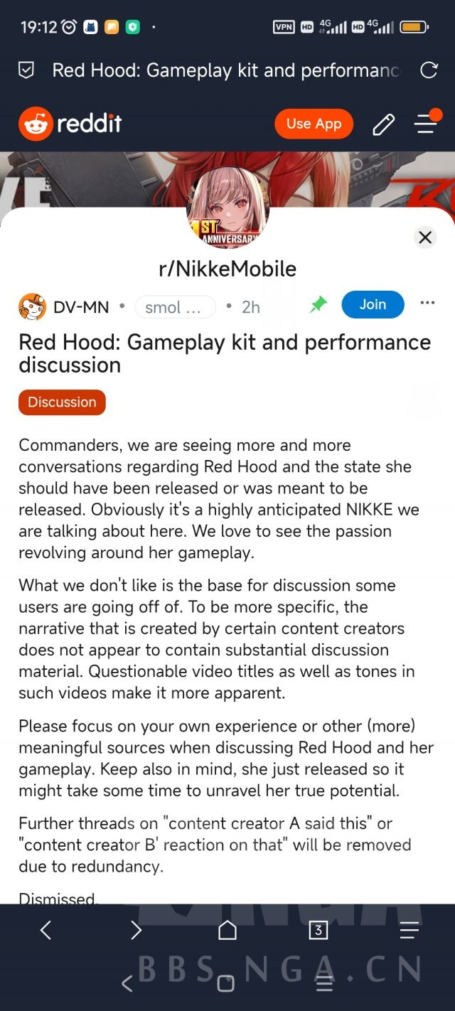 管理员在reddit发布了红帽集中讨论贴 NGA玩家社区