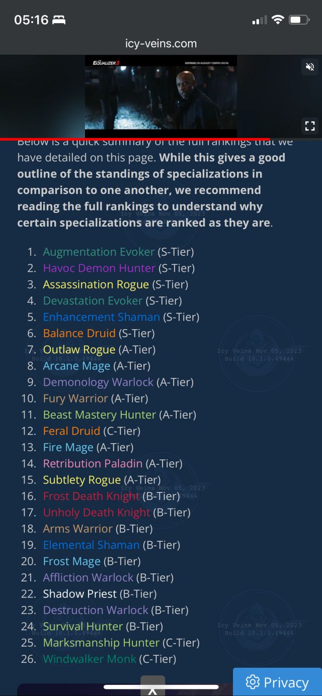 Icy Veins网站各职业排名 包含dps T 奶 NGA玩家社区