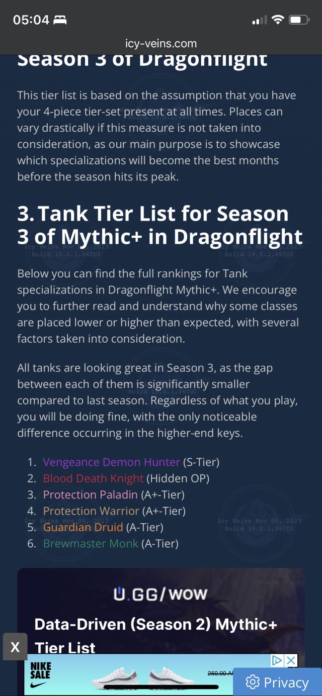 Icy Veins网站各职业排名 包含dps T 奶 NGA玩家社区