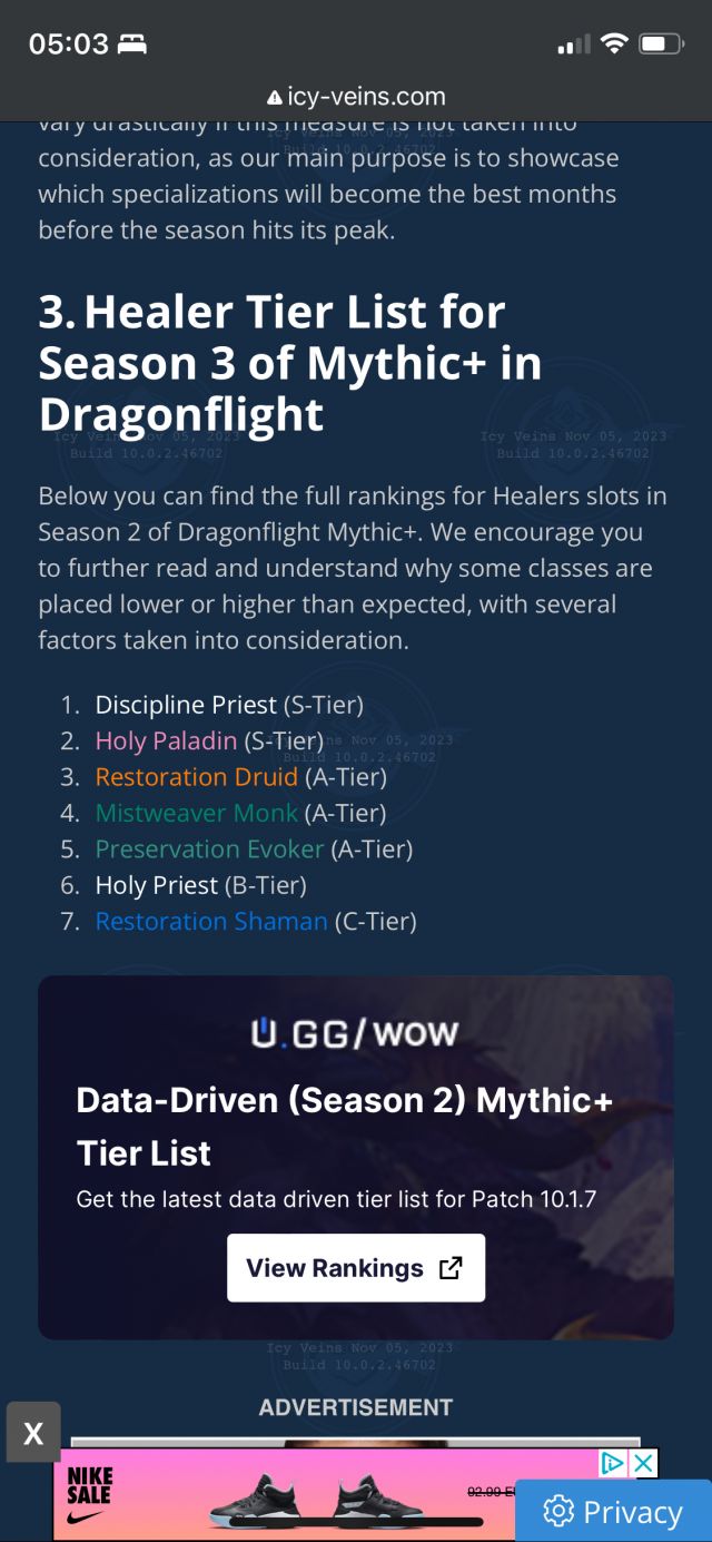 Icy Veins网站各职业排名 包含dps T 奶 NGA玩家社区