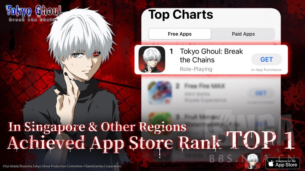 [厂商] 《东京喰种：Break the Chains》新加坡等多地区App Store免费榜登顶！ NGA玩家社区