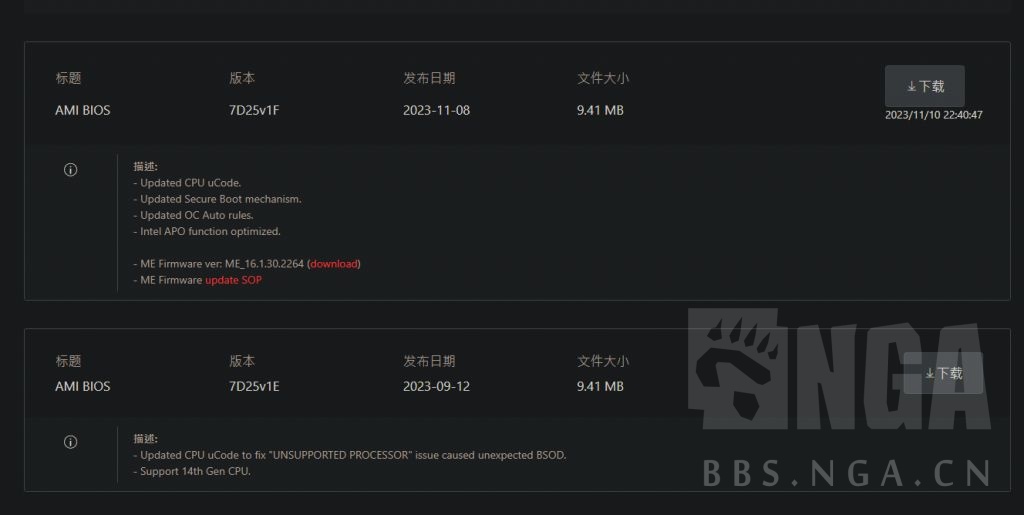 微星Z690-A WIFE D4有最新的BIOS更新了 NGA玩家社区