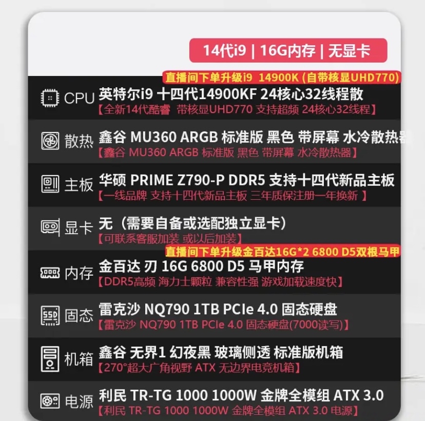 老哥们，抖音上这款14900K无显卡配置7800值么？ NGA玩家社区