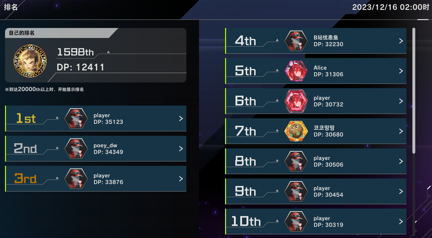 [版内活动]NGA大师决斗版2023年12月DC杯晒排名赢徽章活动 NGA玩家社区