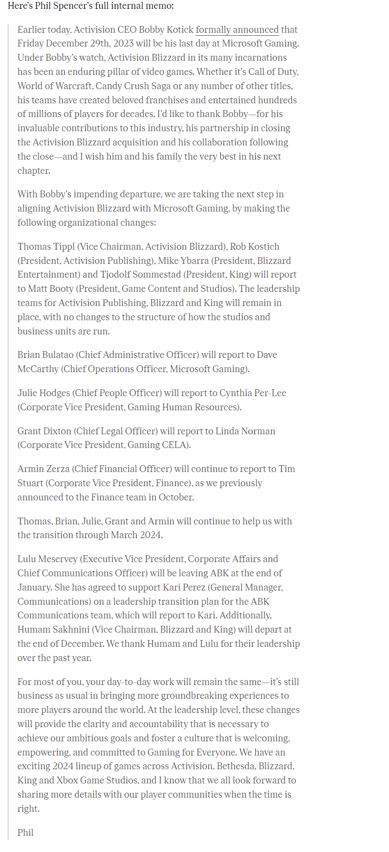 [新闻] 动视暴雪CEO Bobby Kotick 将于 12 月 29 日卸任并离开公司 NGA玩家社区