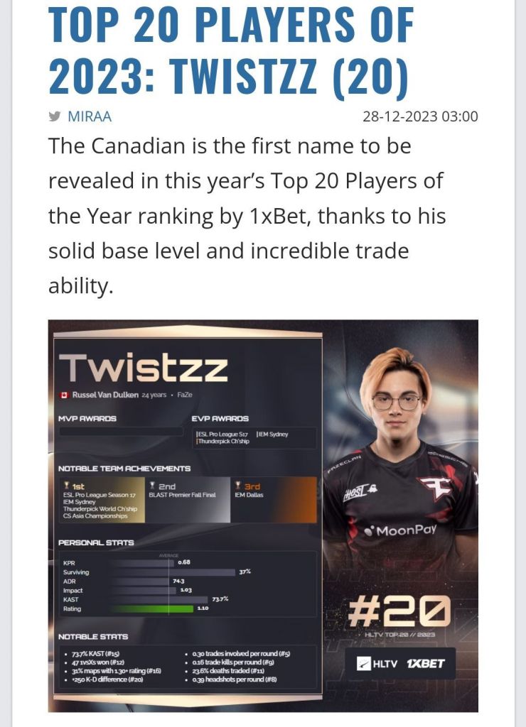 2023 TOP20 总监twistzz NGA玩家社区