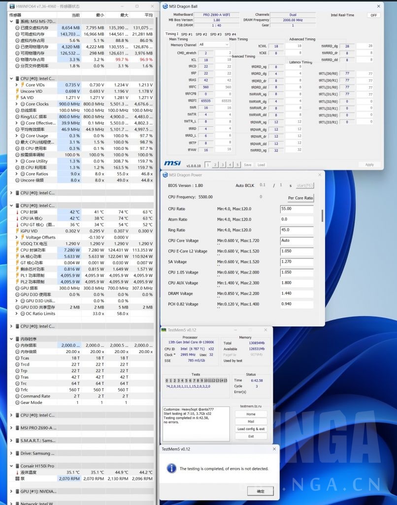 [作业贴] 微星刀锋钛D4金百达128G 32*4 超频4000作业 178