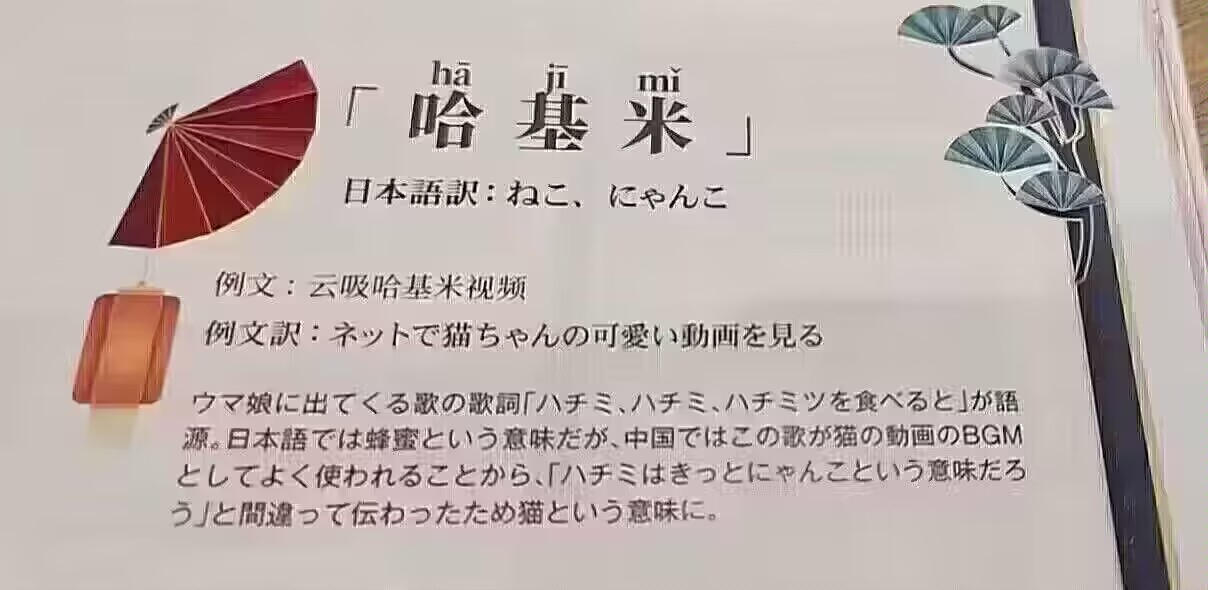 醉了,日语的中文字典解释哈基米“猫” 178