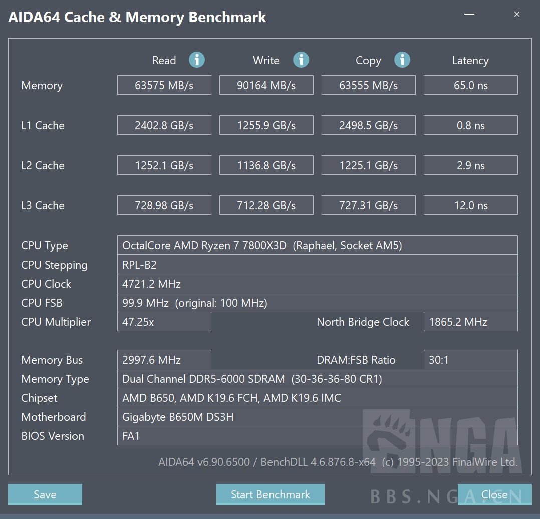 7800x3d配金白达内存，aida64内存缓存测试黑屏重启 NGA玩家社区
