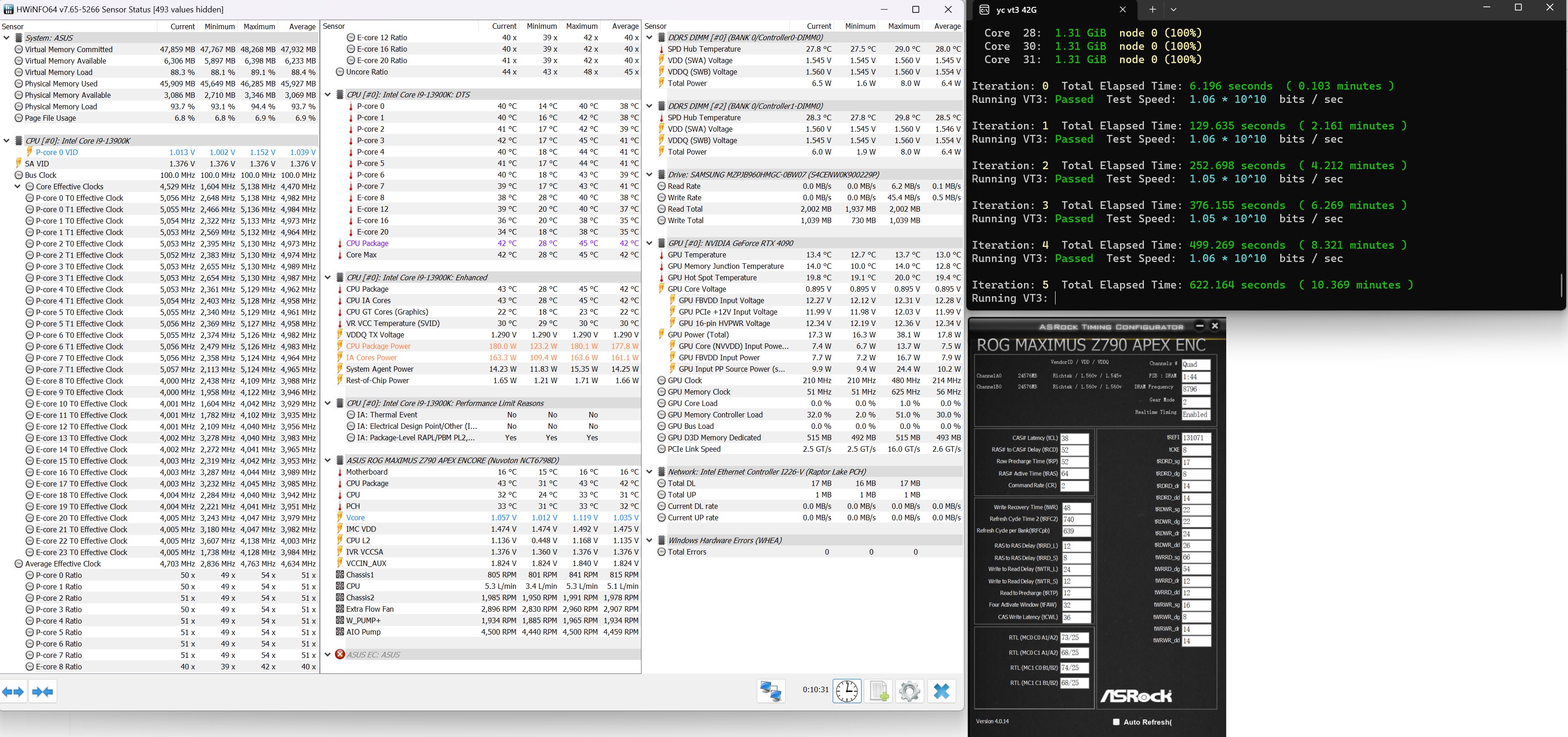 DDR5 3GB MDie 超频8800C38 短时间烧机(低温限定) 178
