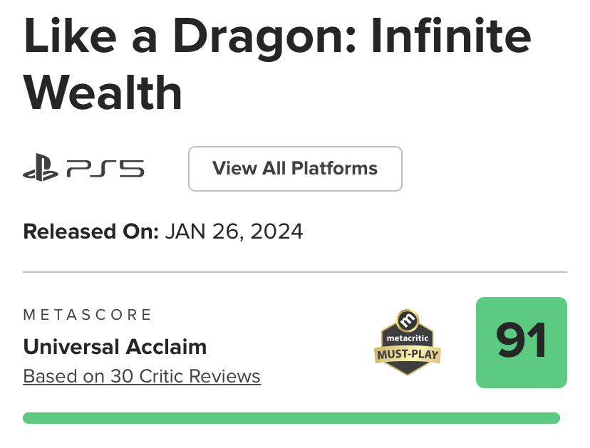 [速报][业界新闻][游戏评测]如龙8媒体评分解禁 IGN 9 MC89 OC90 NGA玩家社区