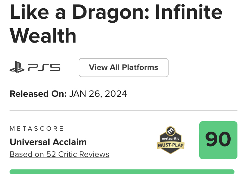 [速报][业界新闻][游戏评测]如龙8媒体评分解禁 IGN 9 MC89 OC90 NGA玩家社区