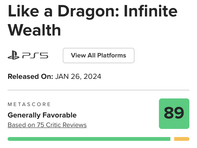 [速报][业界新闻][游戏评测]如龙8媒体评分解禁 IGN 9 MC89 OC90 NGA玩家社区