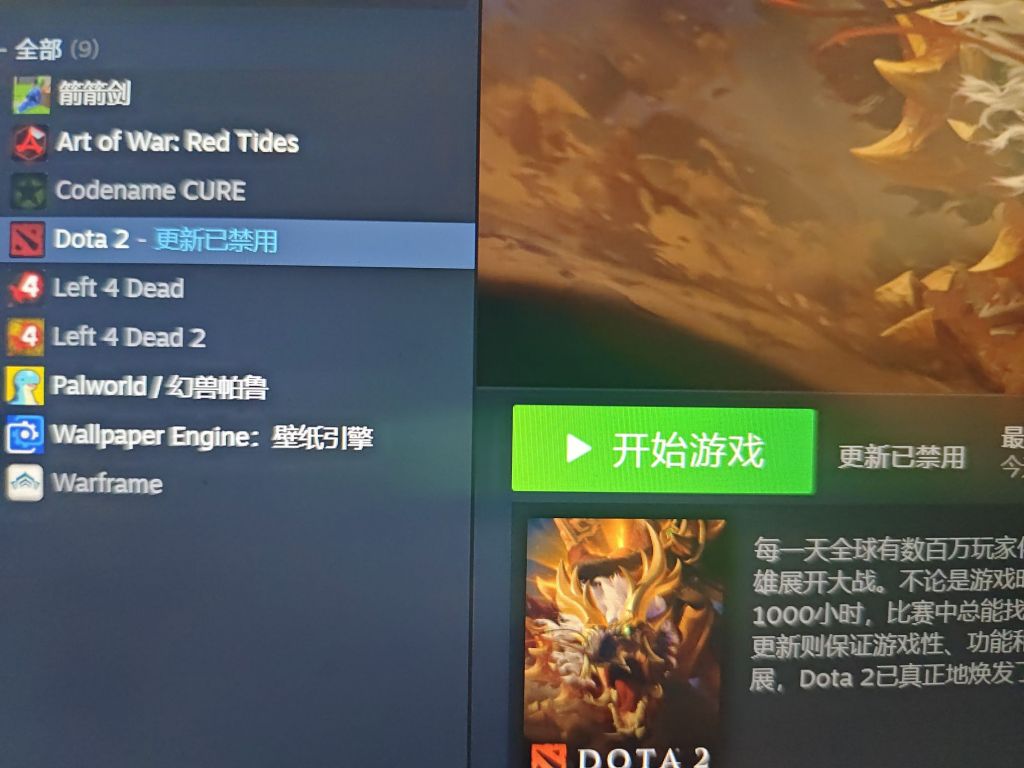 请问一下，我的Dota2显示更新已禁用是怎么回事 178