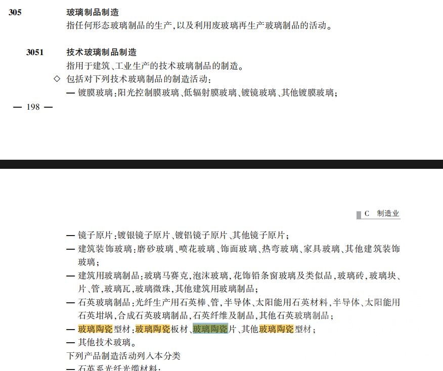 “玻璃陶瓷”和”微晶玻璃“在GB/T4754-2017《国民经济行业分类》中均属于“玻璃” NGA玩家社区