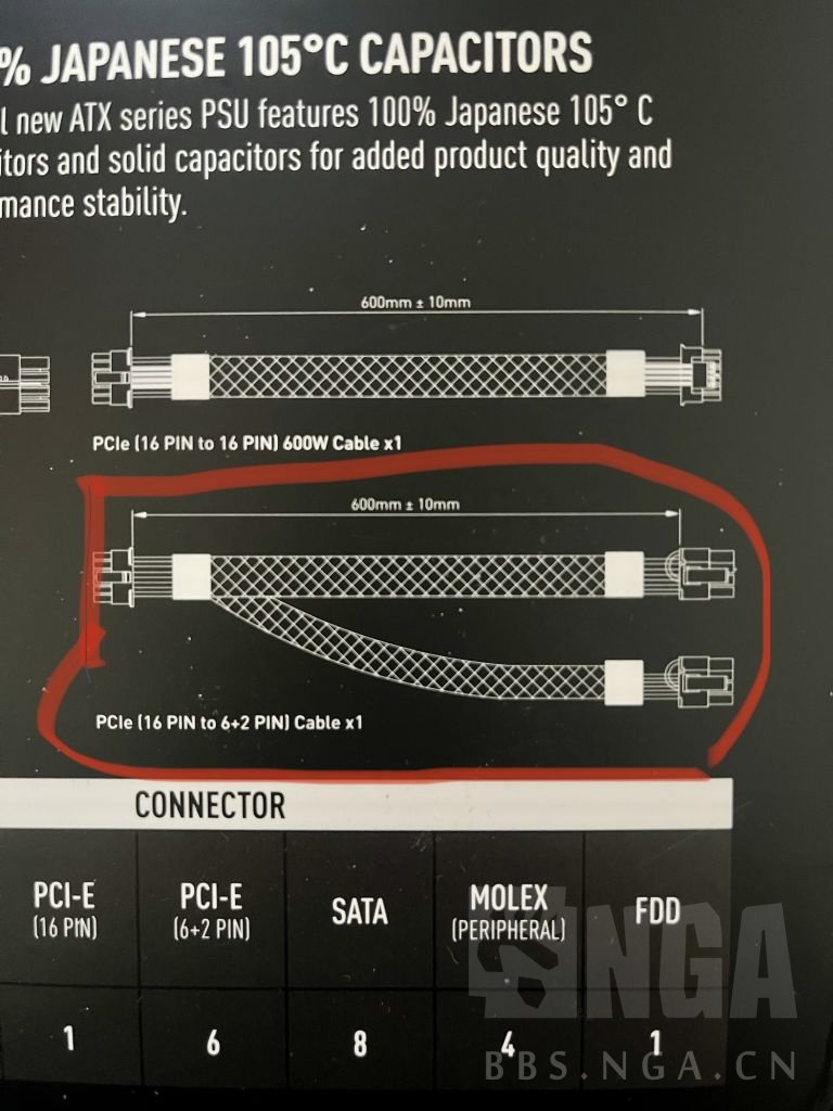 [硬件求助] 微信MPG A850G电源送了12VHPWR(16pin)转接双8pin的线，我的显卡是3070ti供电接口是双8pin，可以用这个线16pin接电源，双8pin接显卡吗 NGA玩家社区