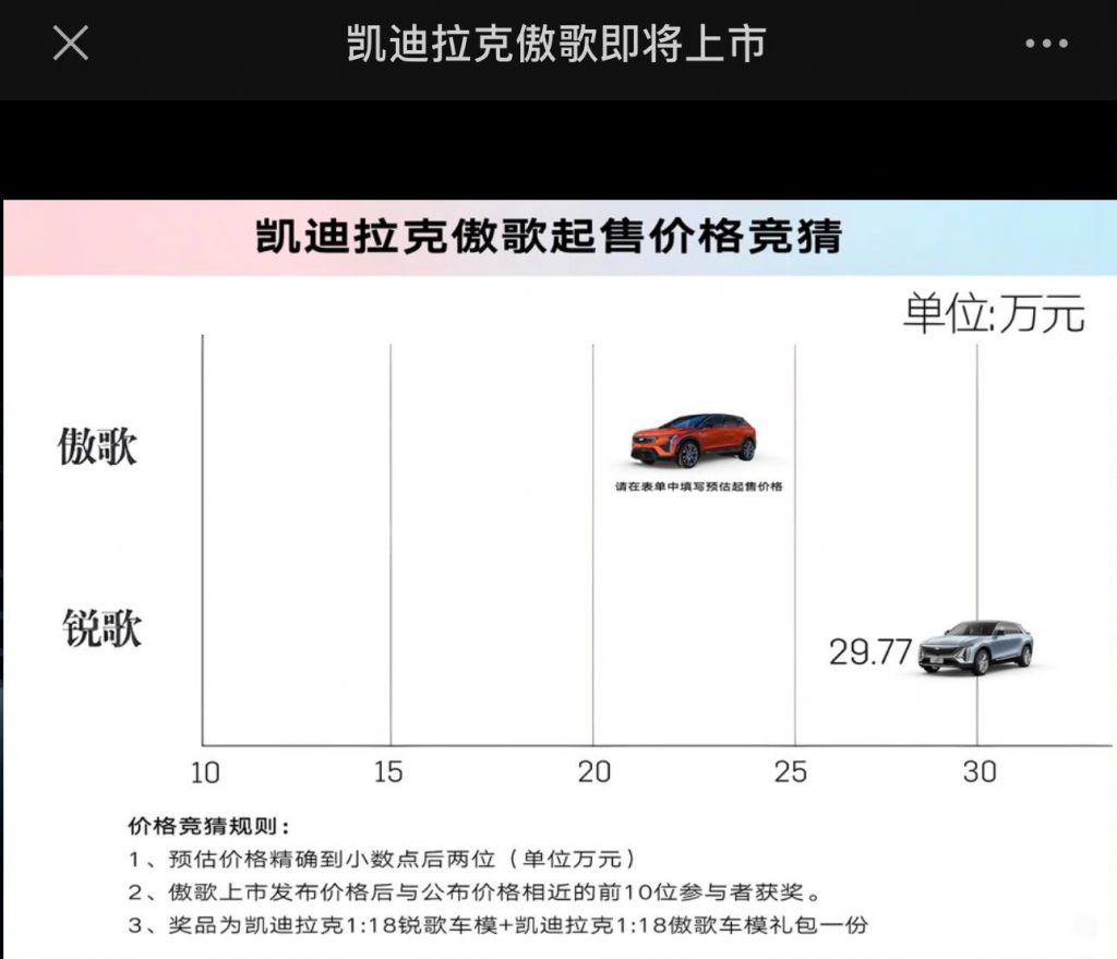 凯迪拉克纯电SUV-傲歌 20～25W，对标Model Y NGA玩家社区