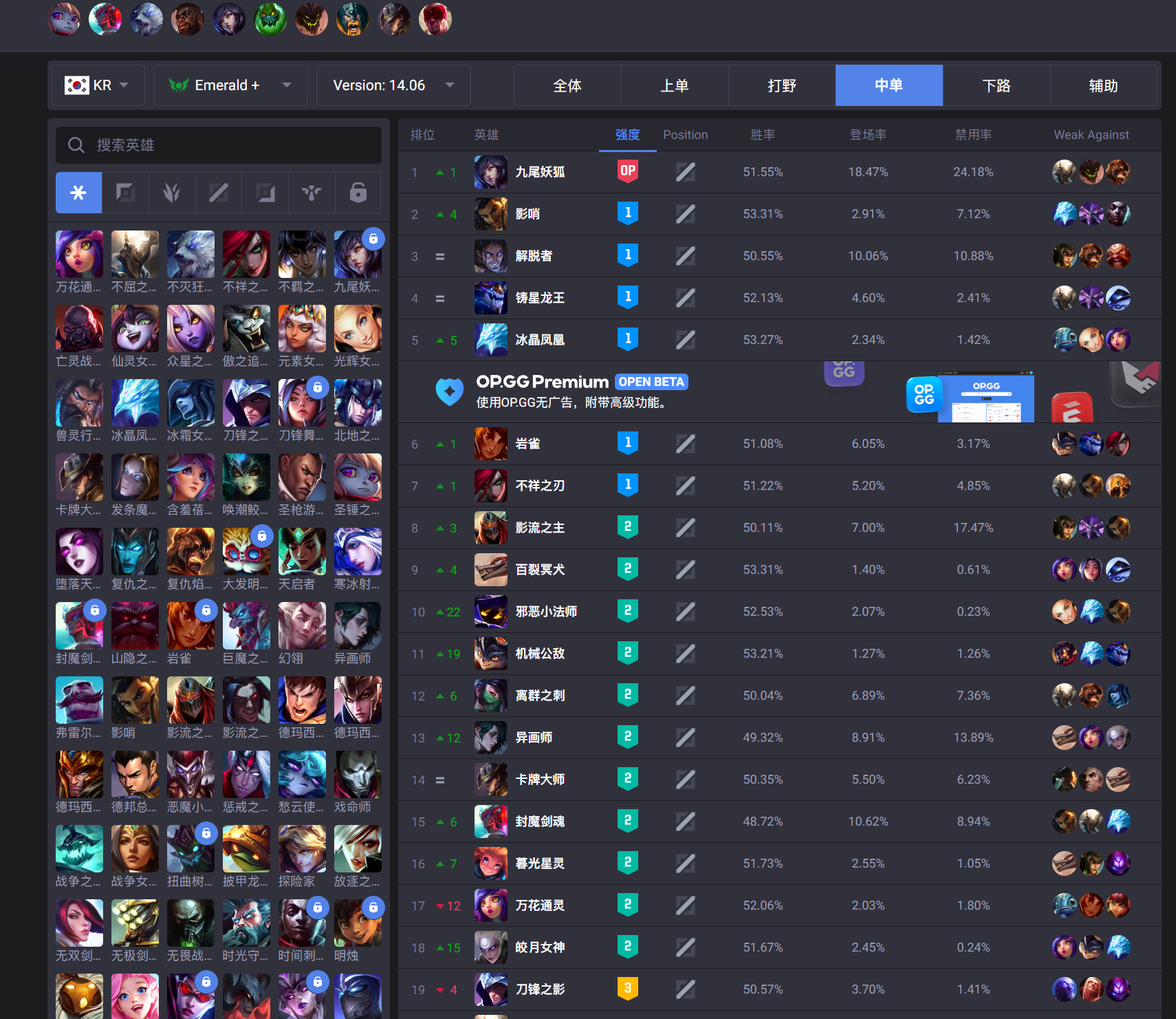 [游戏本体] opgg离谱算法之下，韩服翡翠+有18位t1中单 178