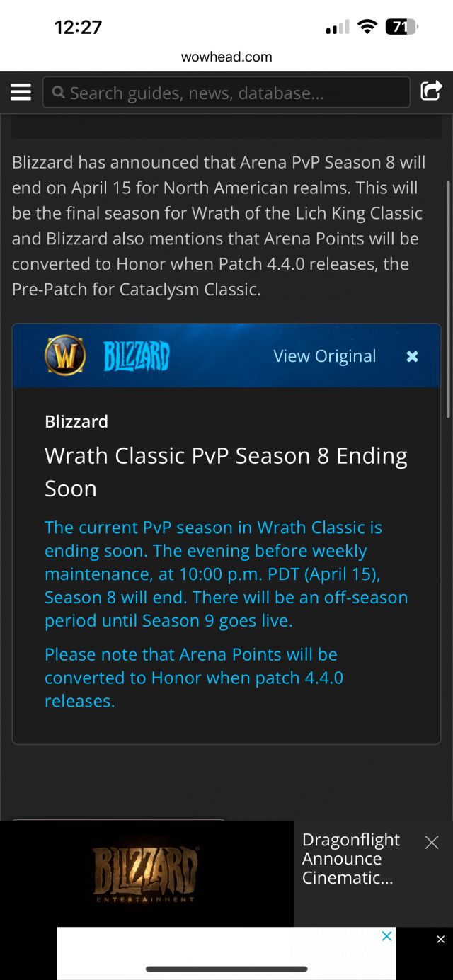 Wlk PVP第八赛季将于4/15结束 NGA玩家社区