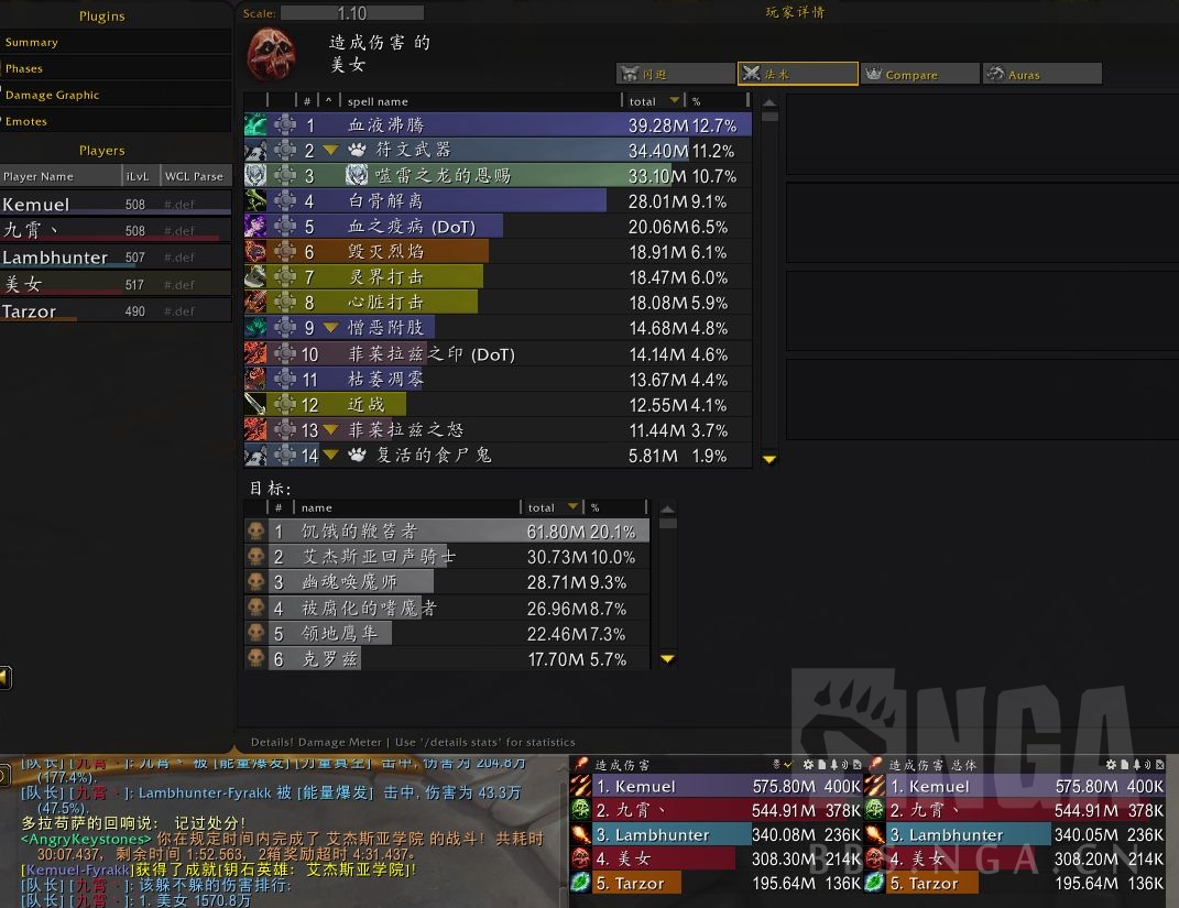 PTR DKT 12层学院+1 全程伤害统计 NGA玩家社区