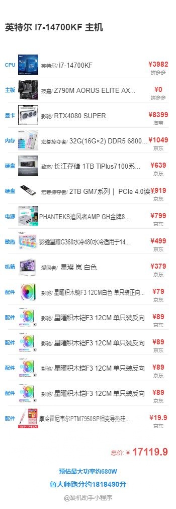 [装机配置讨论] 我这套14700kf+4080s应该是刀刃和刀把拉满了吧 178