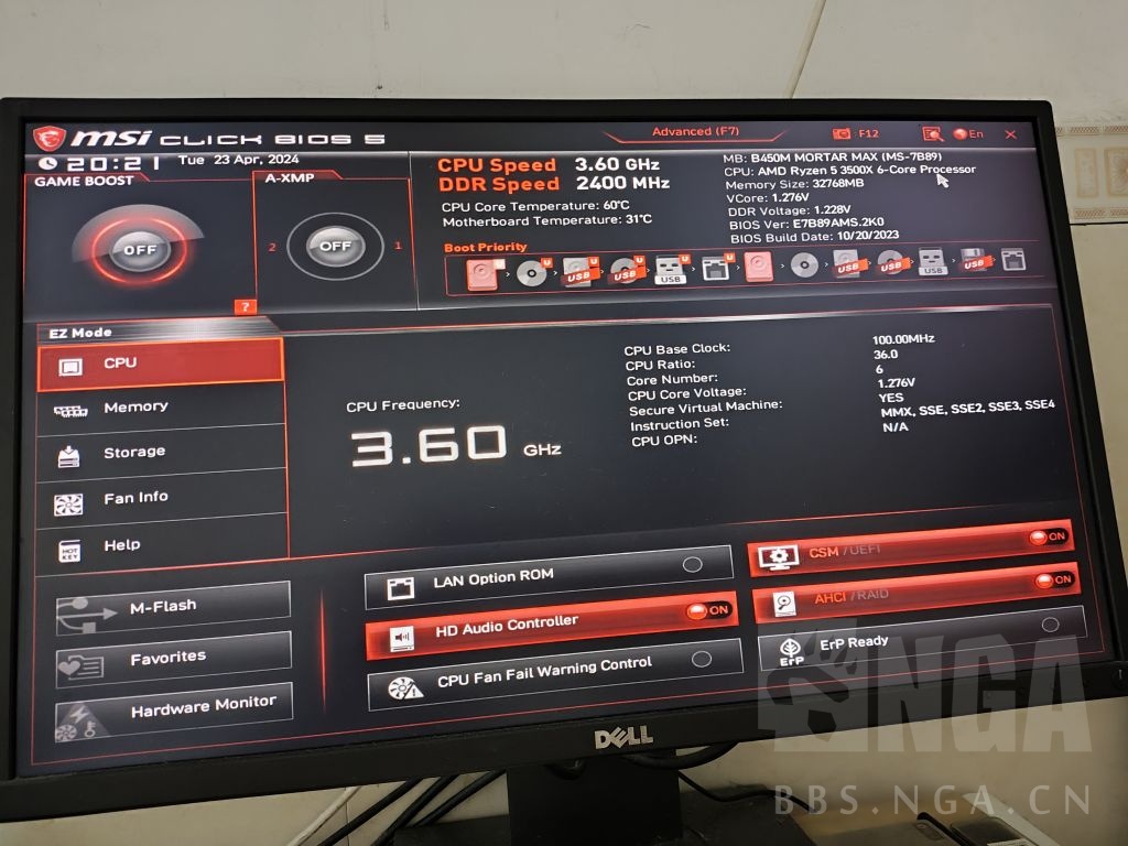 [已解决] 大哥们，微星b450m MORTAR max 上5700x 卡cpu红灯怎么办 NGA玩家社区