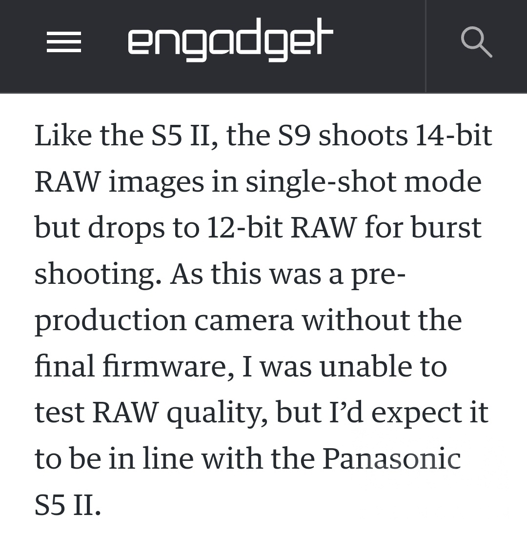 [器材交流] 松下S9是14bit raw，不是谣传的12bit NGA玩家社区