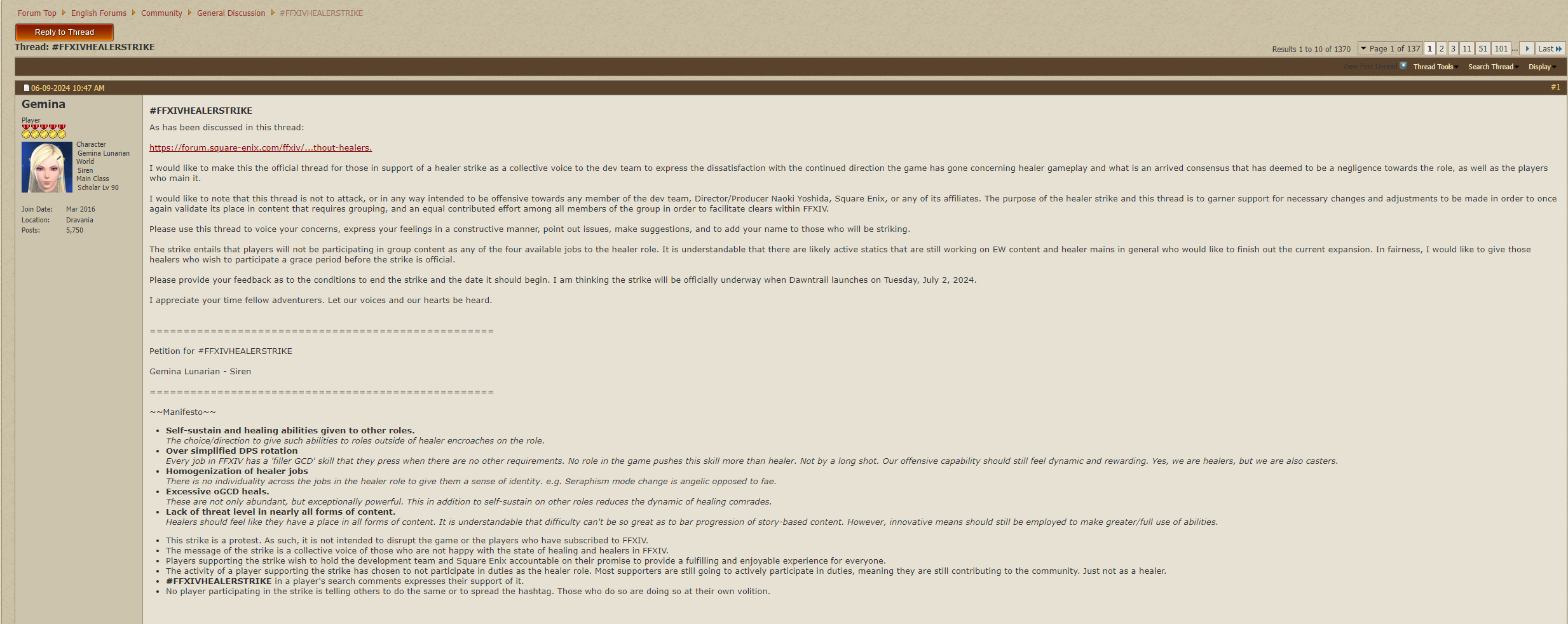 [氵一帖]国际服官方论坛英语版有人发布了奶妈罢工帖 178