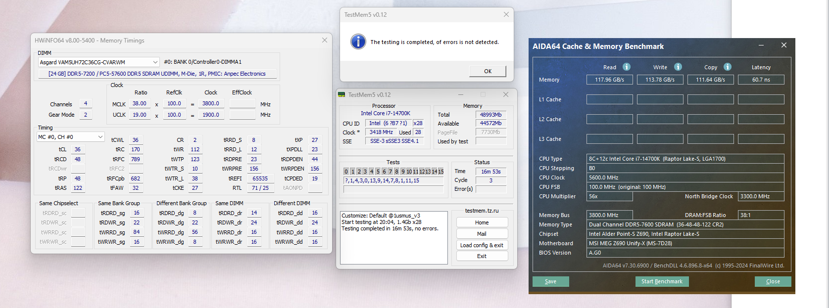 新Mdie 24*2 7600C36 粗小参，过1usv3 NGA玩家社区