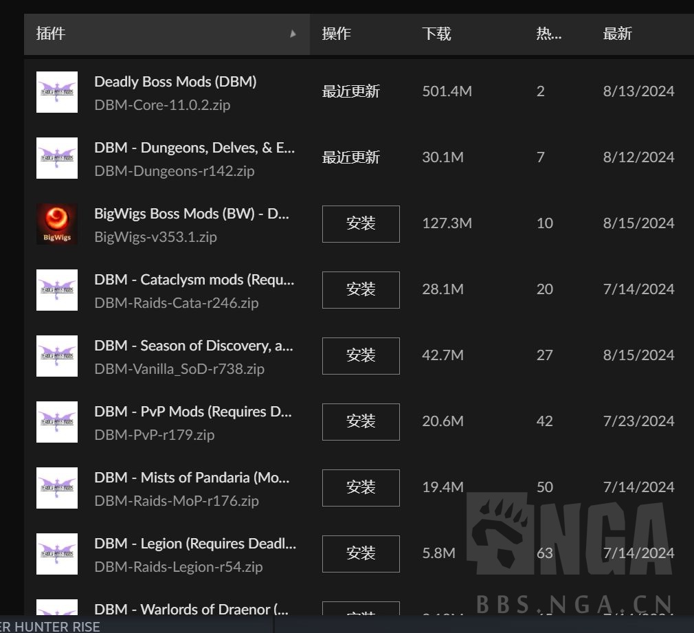 我想搞单体插件，dbm有很多个版本，需要下载哪个版本呢 NGA玩家社区