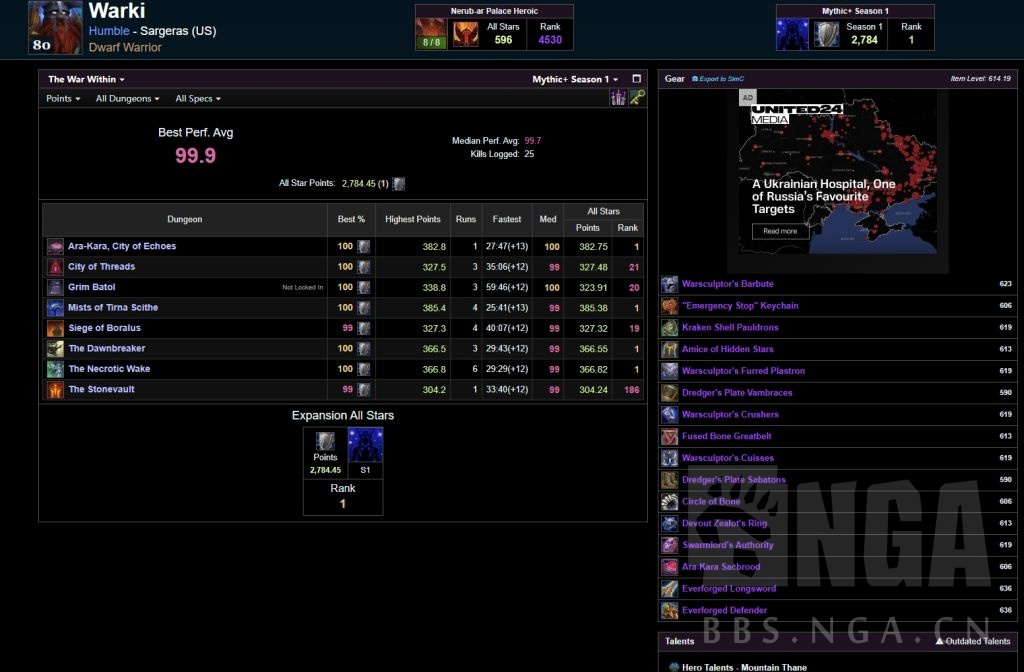 [防护] wcl第一名的防战是堆精通的 NGA玩家社区