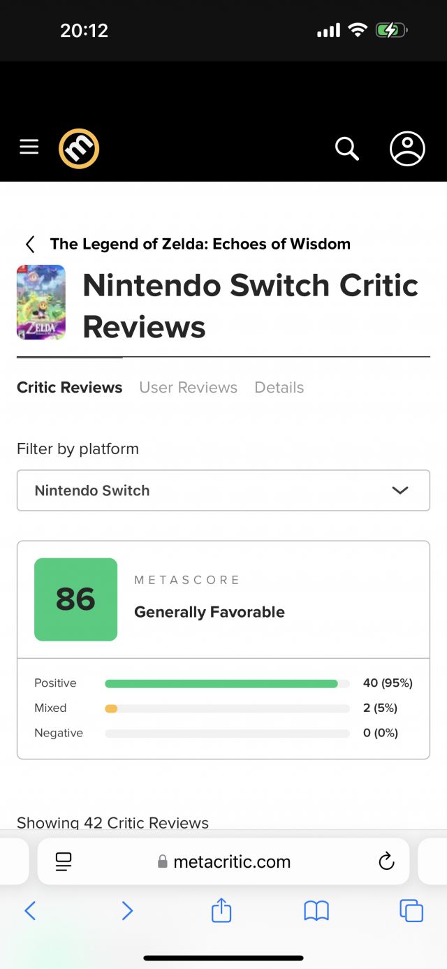 [业界新闻] [NS] 塞尔达传说：智慧的再现 媒体评分解禁：IGN 9分 GS 9分 mtc平均分：86 NGA玩家社区