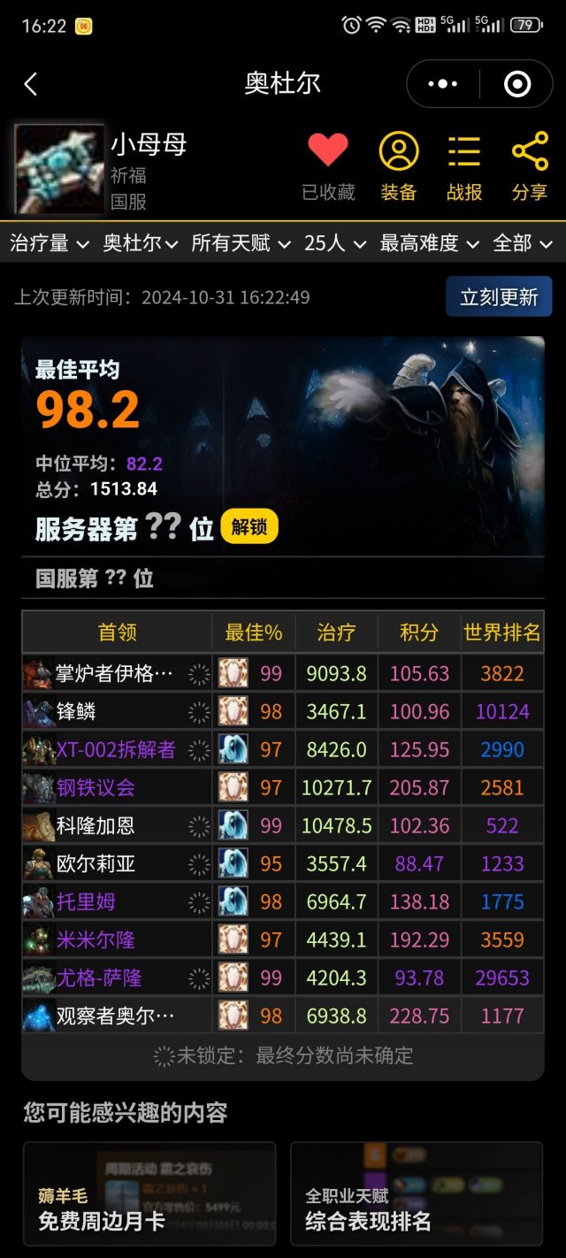 wcl上了98分，分享我的神牧和戒律牧天赋 NGA玩家社区