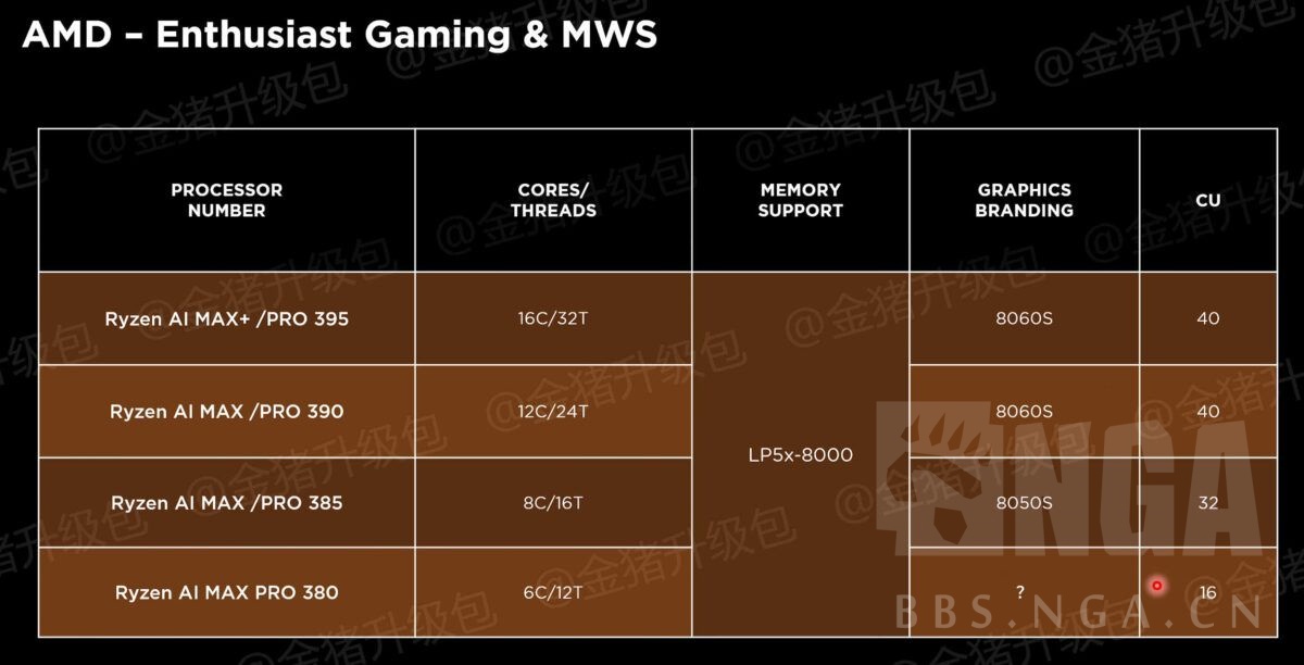 [硬件产品讨论] AMD命名部再次立功，Stx Halo核显命名为8050S/8060S NGA玩家社区