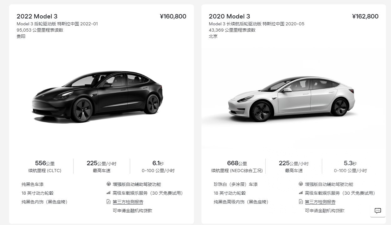 特斯拉官方二手车model3，20款长续航4.3w公里与22款普通版9.5w公里，都是16w，哪个更划算？ NGA玩家社区