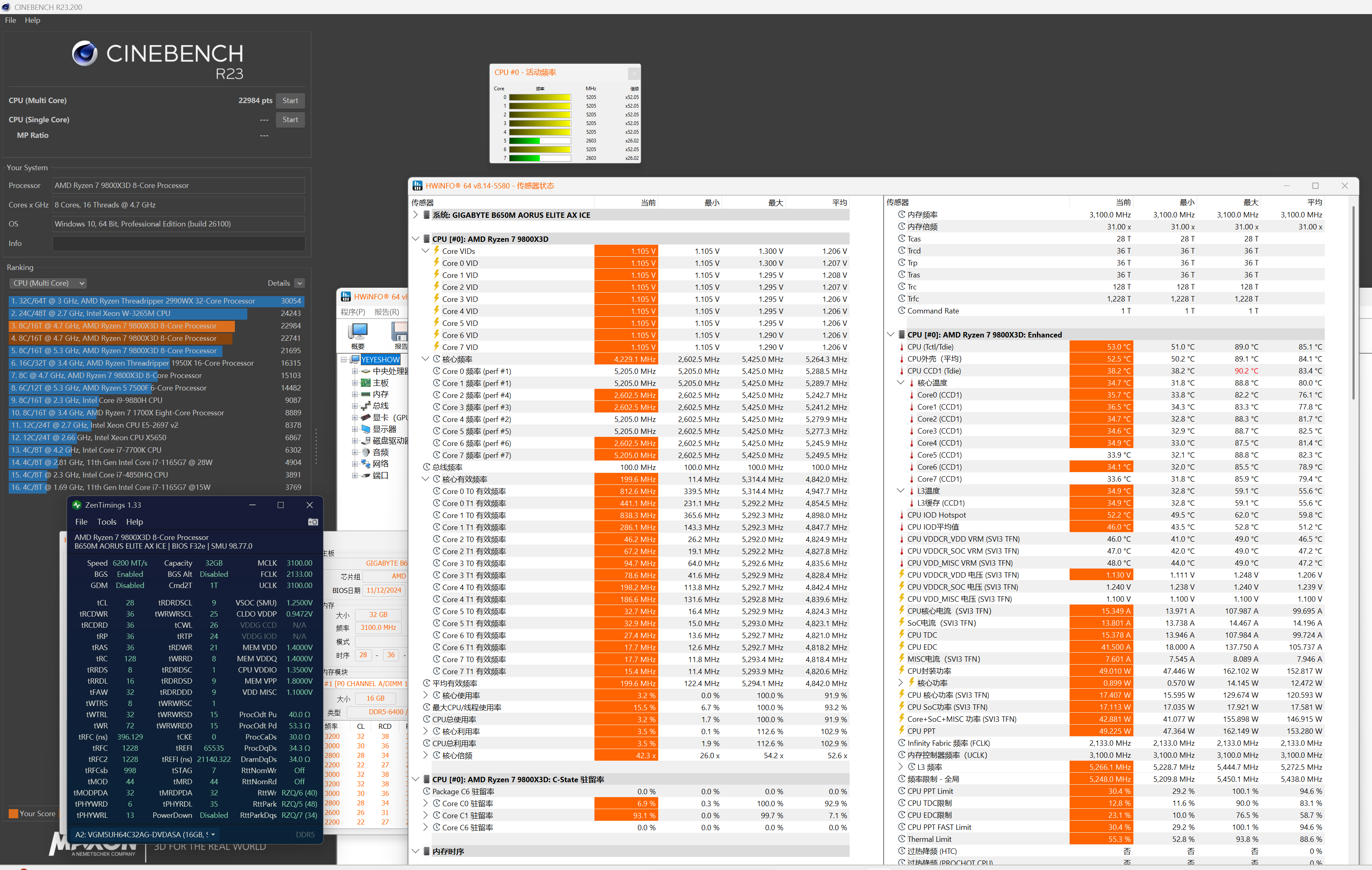 [已解决] 9800X3D PBO2调试一个月，死活拿不下24000分，还有这不动如山的VID和功耗。 NGA玩家社区
