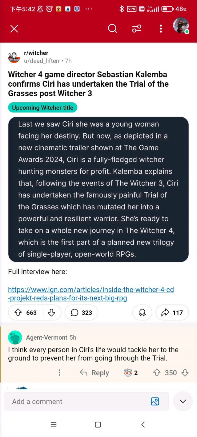 IGN的最新访谈，巫师4真的给希里做了青草试炼 NGA玩家社区