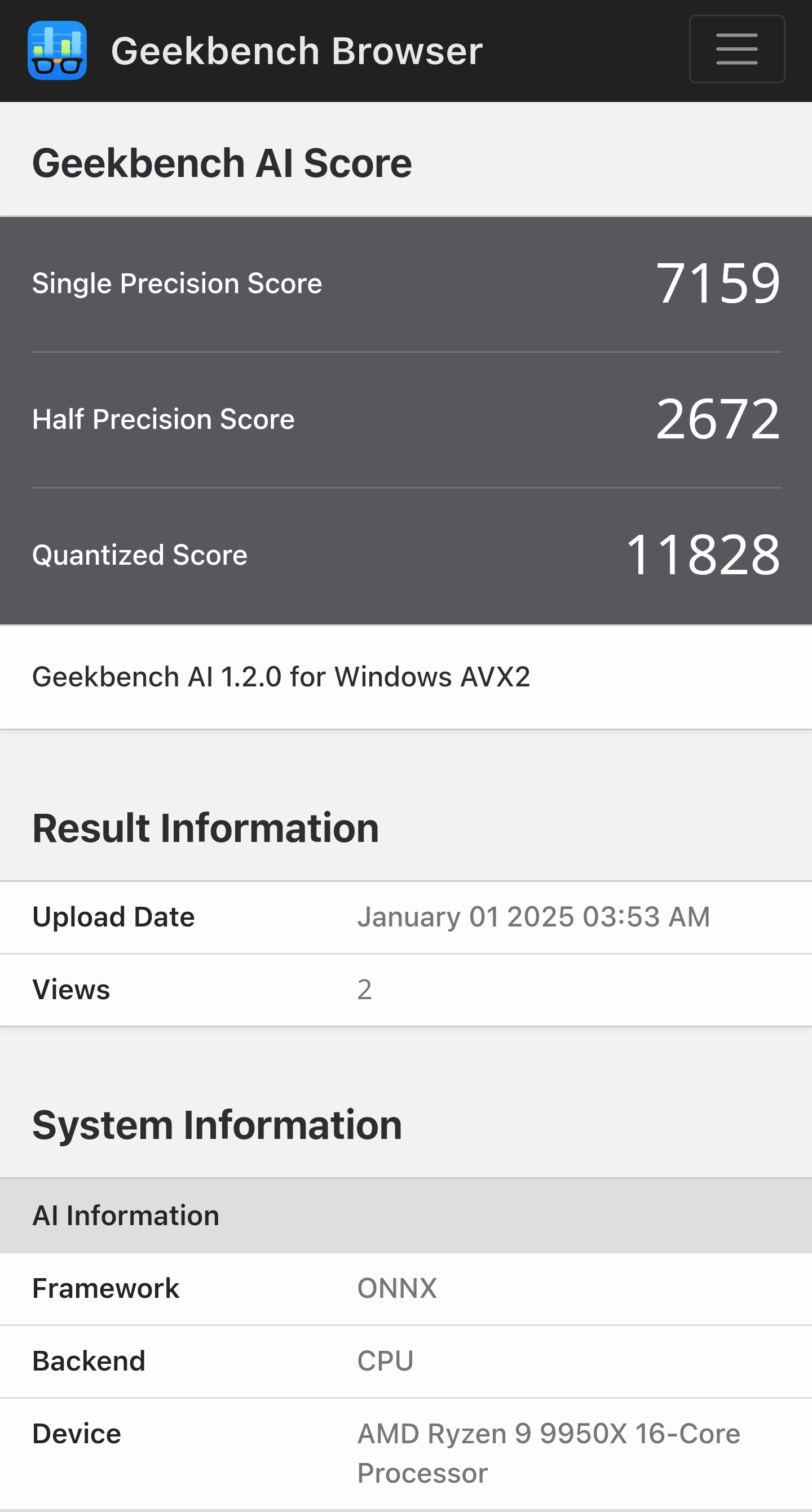 9950X3D Benchmarks 单精度6171 半精度2272 模型量化10212 NGA玩家社区