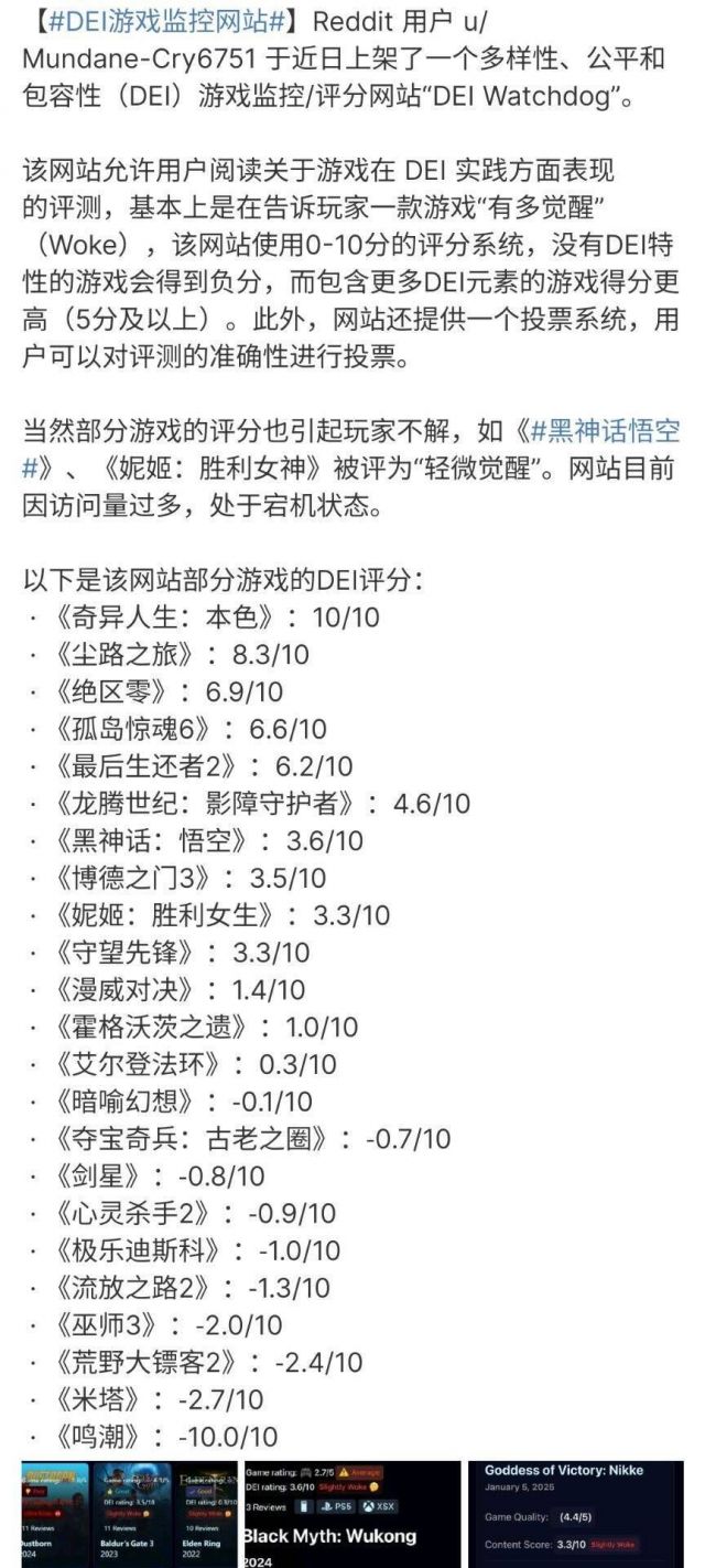 [新闻]恭喜鸣潮获得国外DEI游戏评分负十分的好成绩 NGA玩家社区