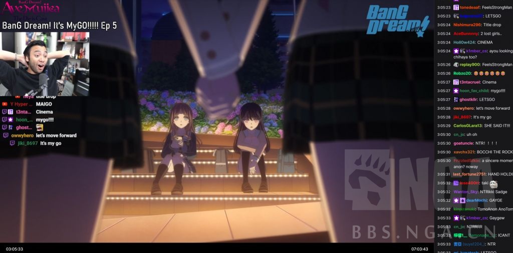 [Mygo]毒舌老外Gigguk带着直播间一起直播看了七个多小时MYGO，看的挺开心的 NGA玩家社区