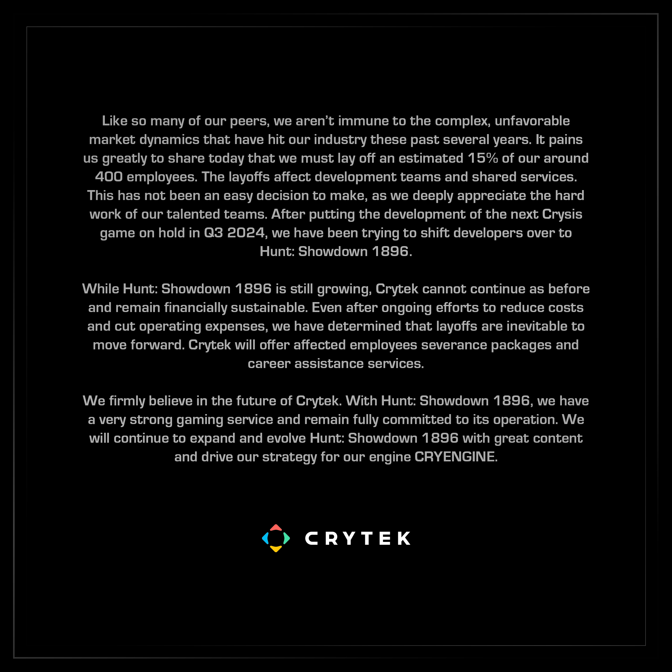 Crytek宣布裁员15% 《孤岛危机》新作开发已被无限期搁置 178