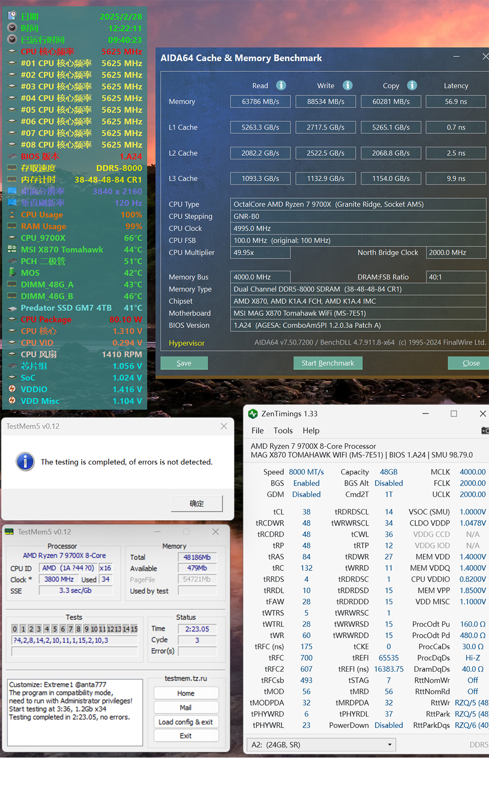 主打一个低强度甜点超频，二奶机9700x+24Gx2分频8000小作业，低温低功耗 NGA玩家社区