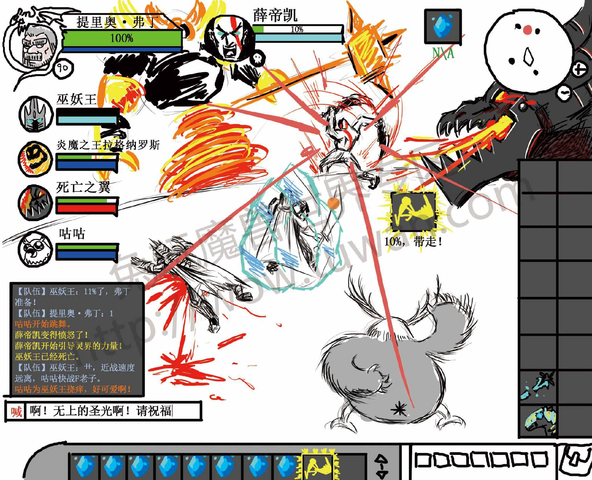 [破事氵] 终于找到了这张吊图的原图。佛丁、巫妖王、拉格纳罗斯、死亡之翼和咕咕组队打血DK NGA玩家社区