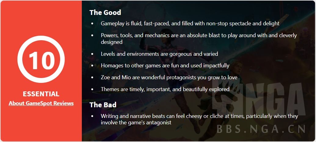 [业界新闻] 双影奇境 媒体评分解禁：IGN 9分 GS 10分 mtc平均分：91 NGA玩家社区