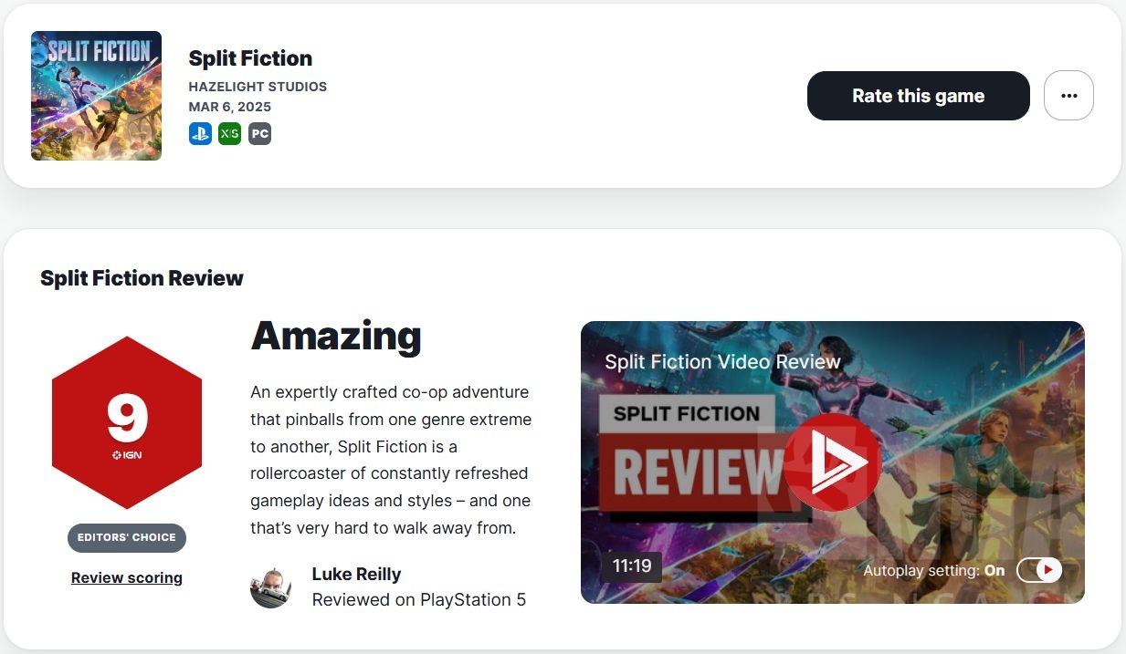 [业界新闻] 双影奇境 媒体评分解禁：IGN 9分 GS 10分 mtc平均分：91 NGA玩家社区