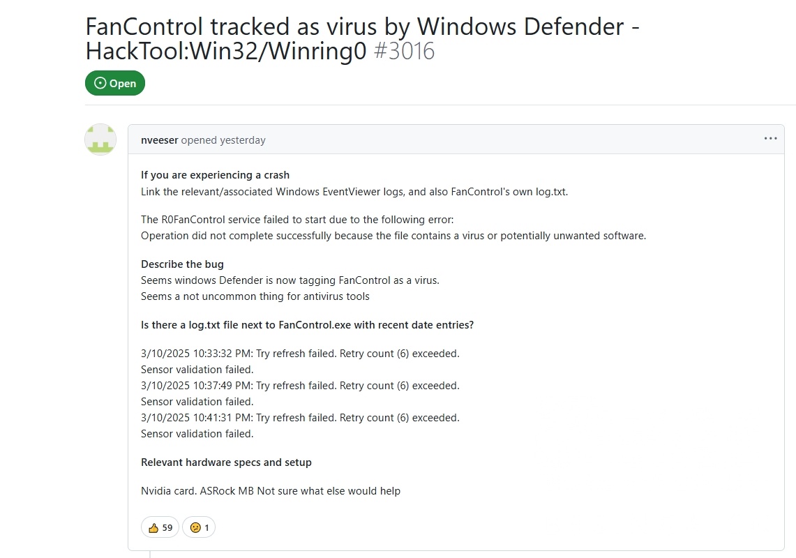 泥潭没人说嘛，使用fan control，real temp或者其他第三方监控，控制风扇灯光的软件可能会出现病毒警告 NGA玩家社区