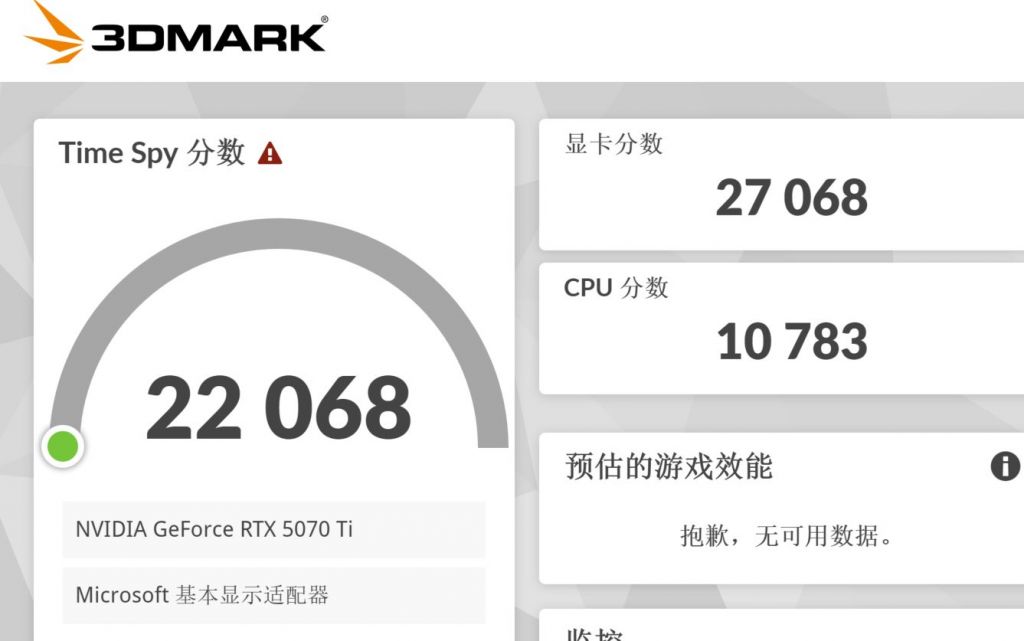 七彩虹5070ti ultra oc跑3dmark分数正常吗 NGA玩家社区