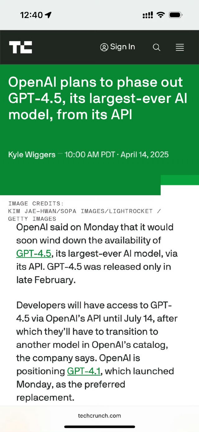 GPT4.5将于7月14日起停止通过API提供服务 NGA玩家社区