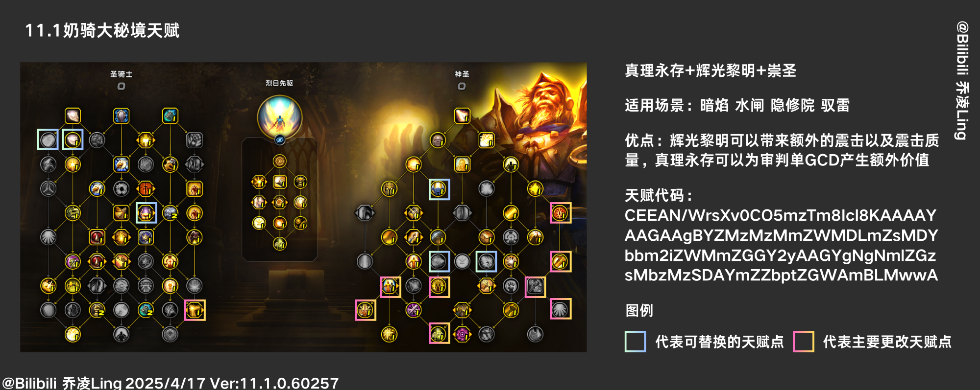 [原创攻略] [PVE] [神圣] 11.1奶骑大秘境天赋2套(4.17CD加强后) NGA玩家社区