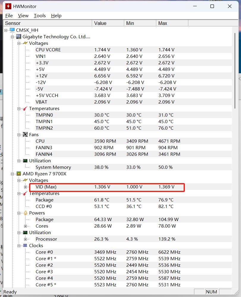 9700X电压在aida64显示问题 178